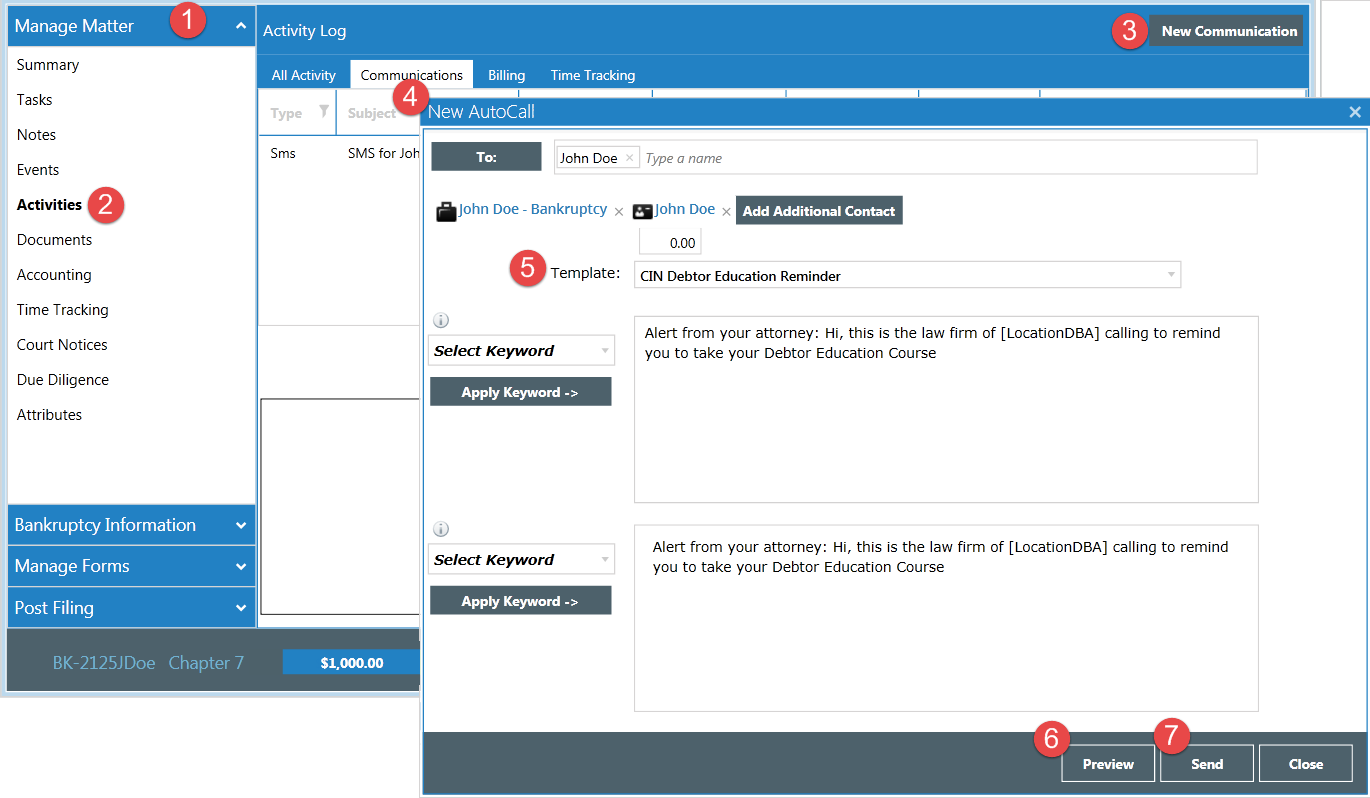 How do I send a client an autocall?