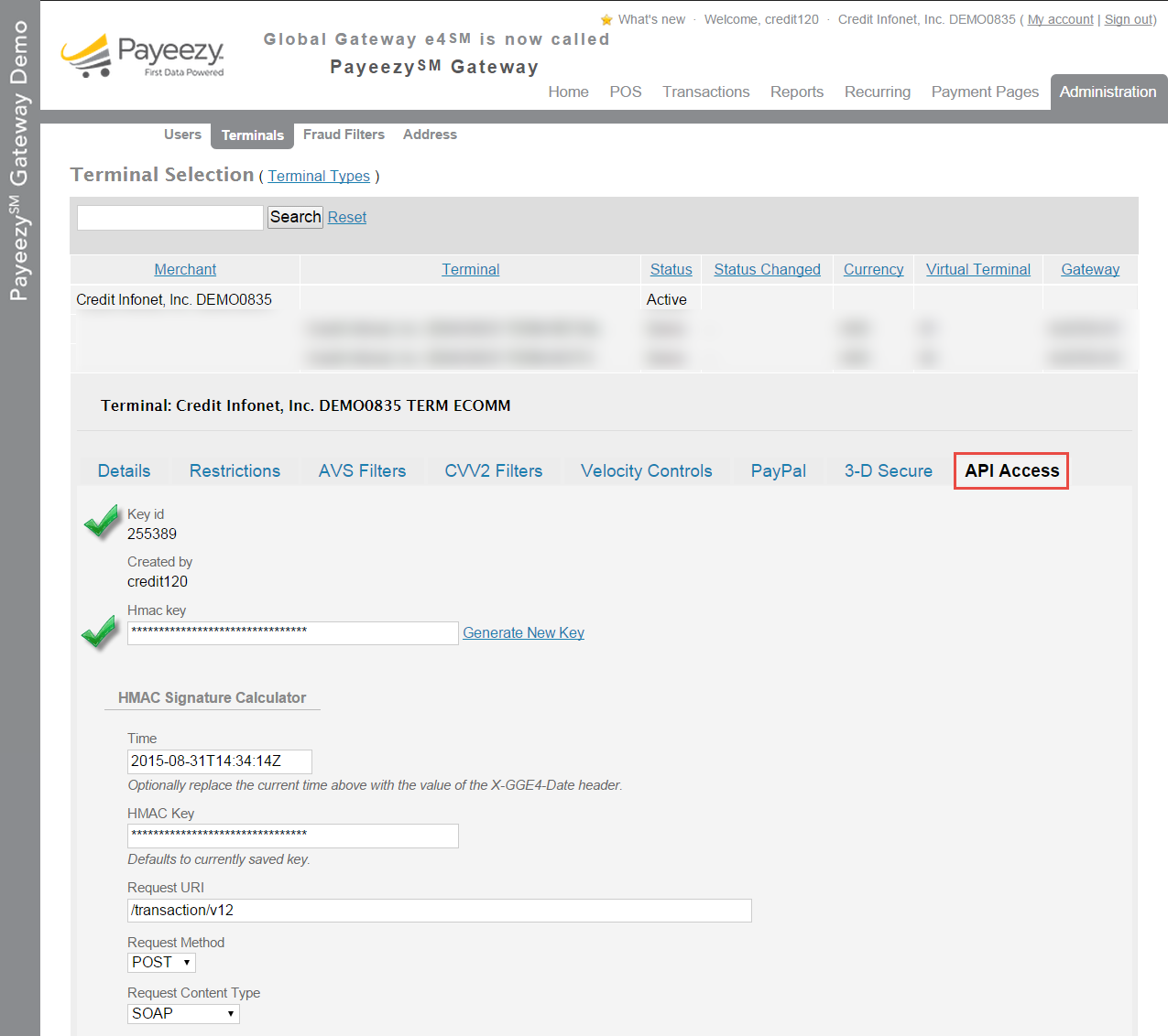How do I set up Online Payments with a First Data Payeezy Account?